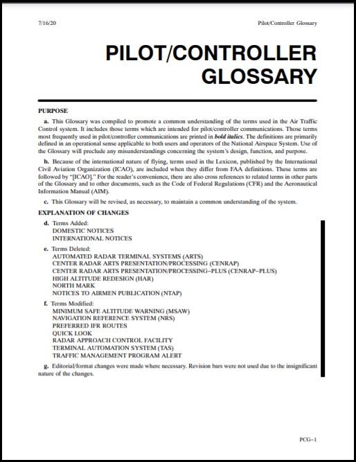 FAA Pilot Controller Glossary – Airside Planning, Design, Construction ...