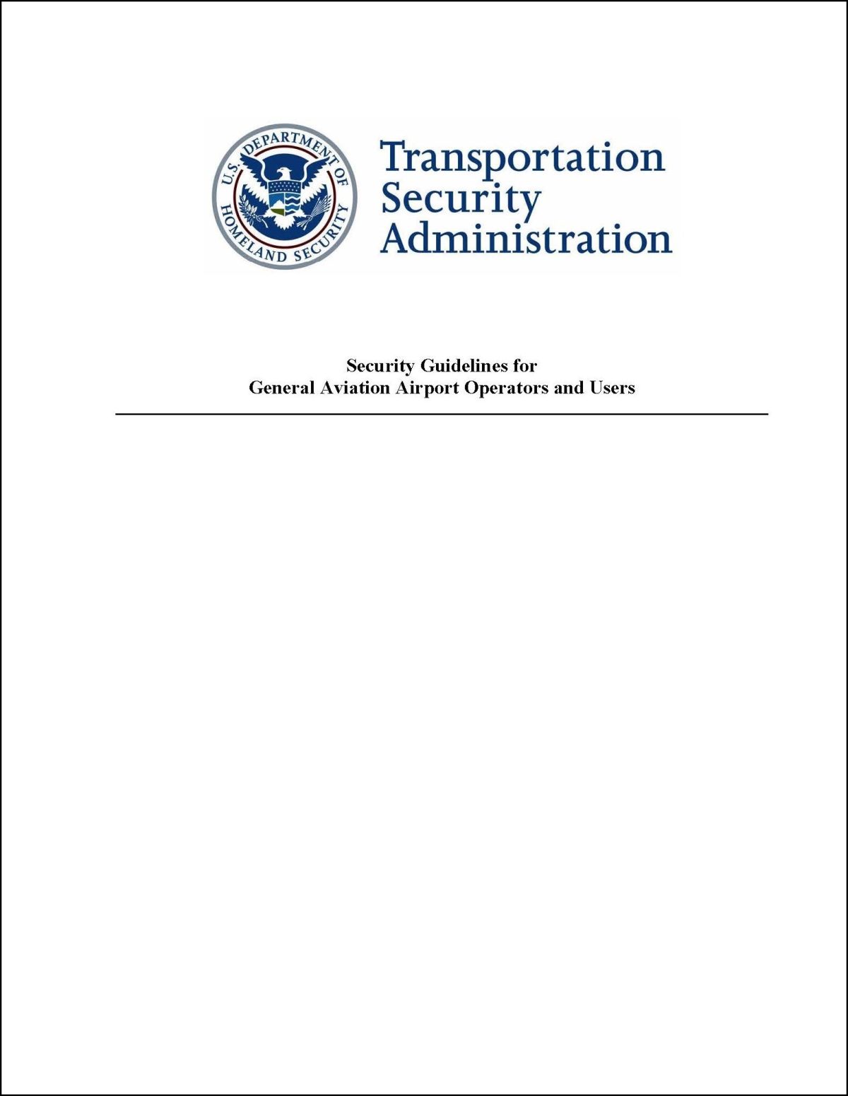 TSA Security Guidelines for General Aviation Airport Operators and ...